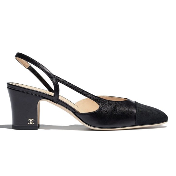 CHANEL | Shoes | Chanel Goatskin Black Slingback Heels | Poshmark
